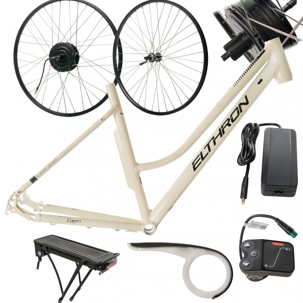 RAMA DAMSKA FLEX E-TREKKING DISC KREMOWA 18″ + KOŁA 28″ + E-BIKE 12,2AH BAFANG + ZESTAW